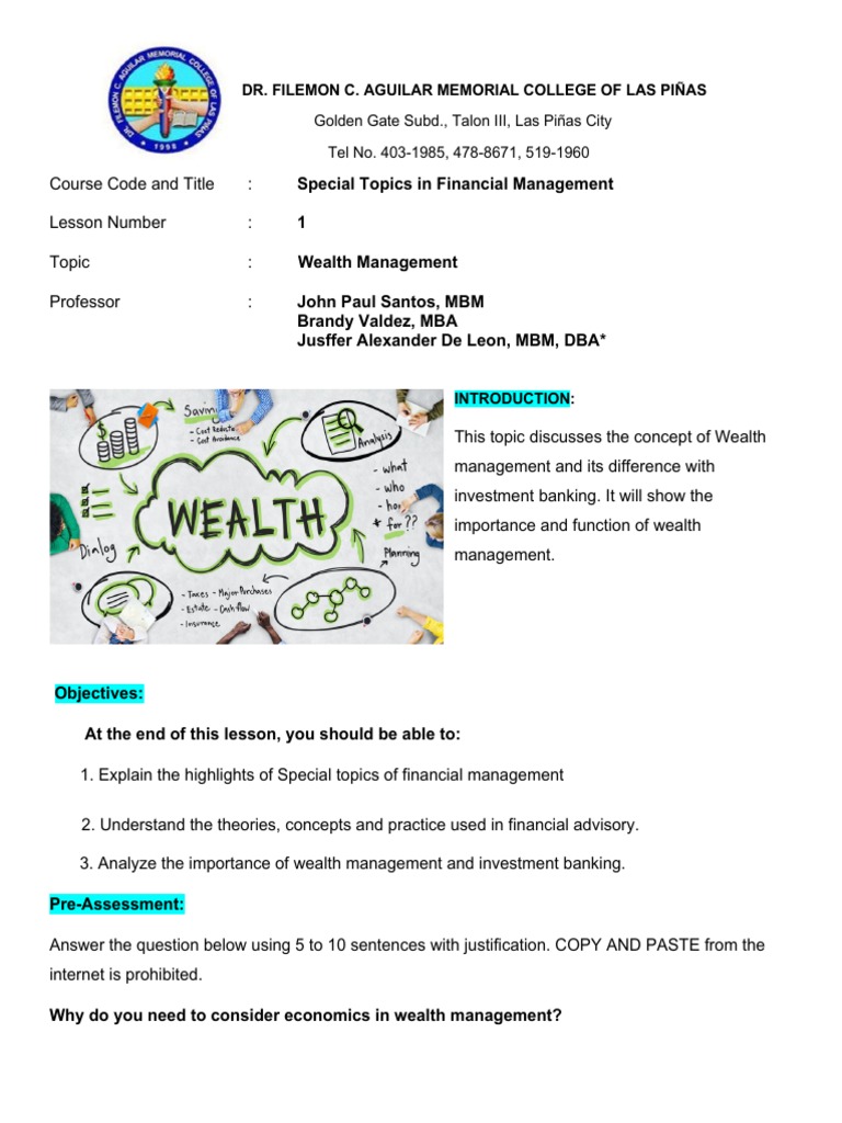 Dr. Dr. Filemon C. Aguilar Memorial College of Las Piñas | PDF | Wealth ...