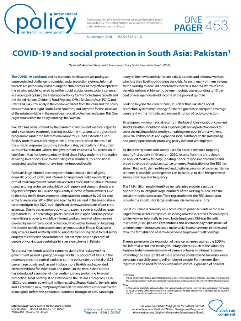 COVID-19 Impact on Pakistan's Social Protection | PDF | Social ...