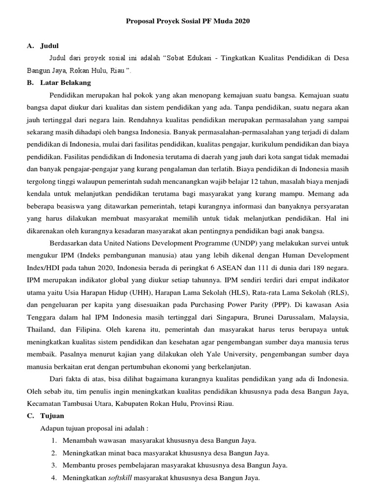 Proposal Proyek Sosial | PDF