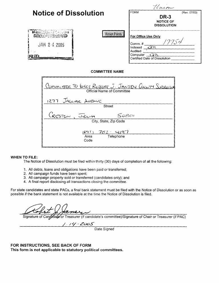 Notice of Dissolution Filing Guide | PDF | Political Action Committee ...