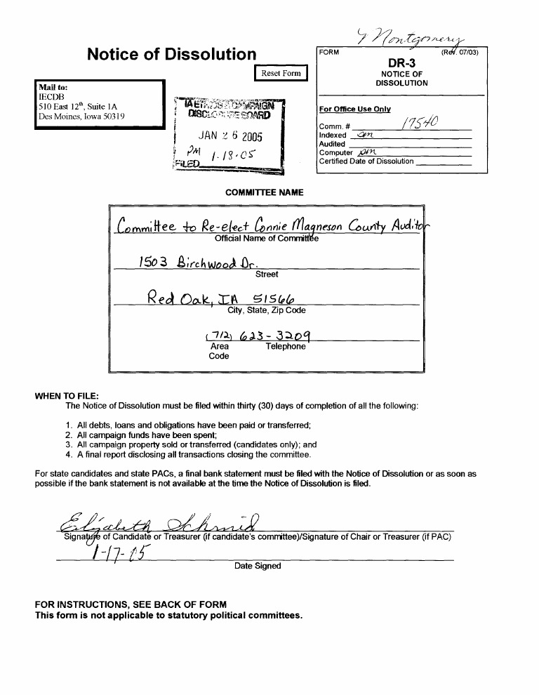 Notice of Dissolution Filing Guidelines | PDF | Political Action ...