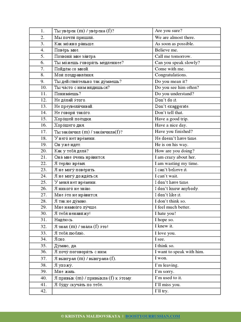Slow and Easy Russian Conversation Practice For Beginners | PDF