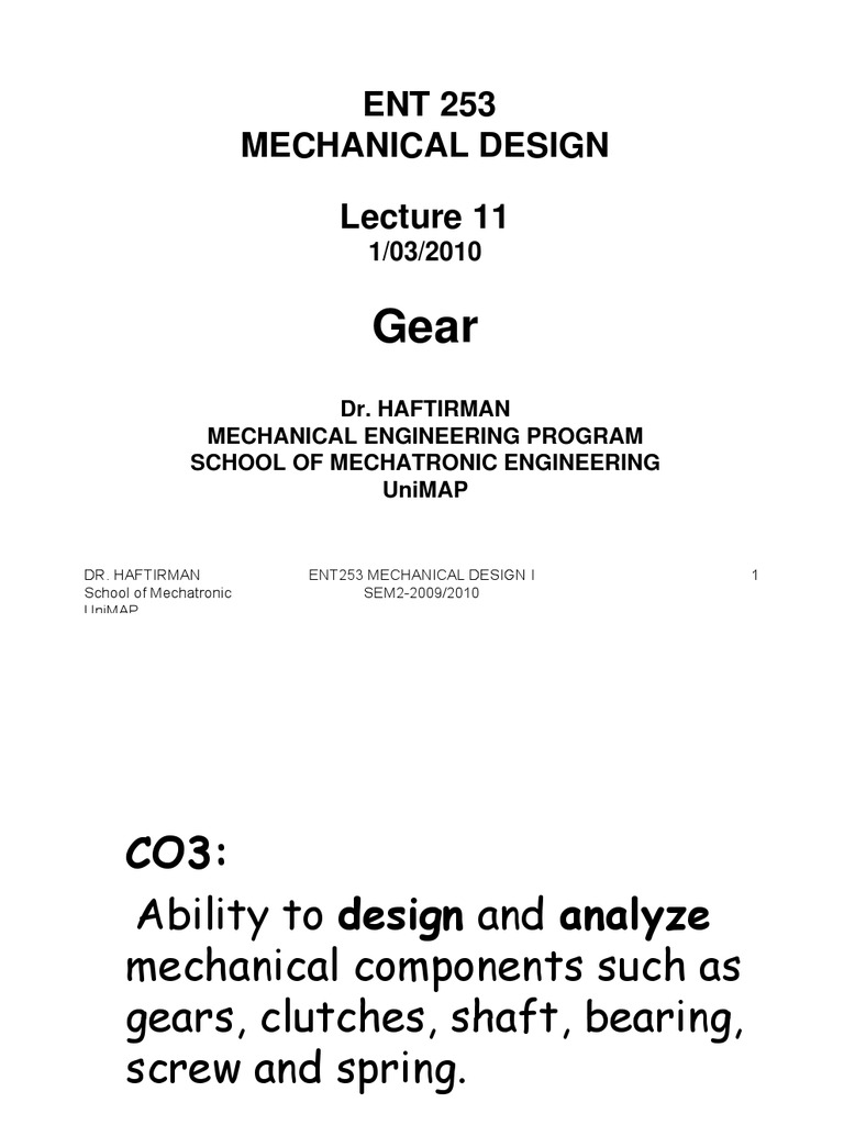 Lecture 11 Gear | PDF | Gear | Kinematics