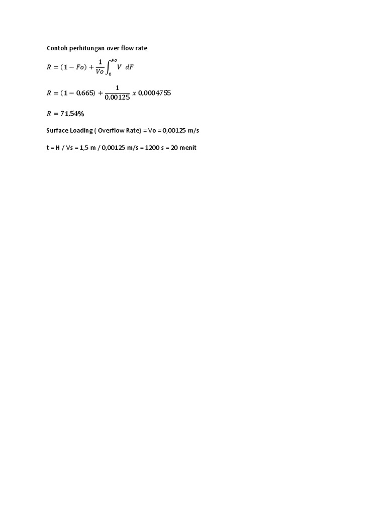 Contoh Kecil Perhitungan Over Flow Rate - Scribd | PDF