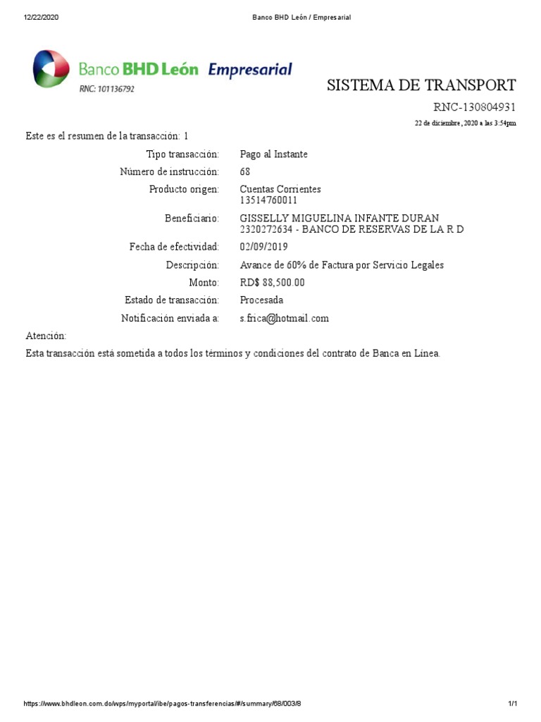 Banco BHD León - Empresarial - CIME | PDF