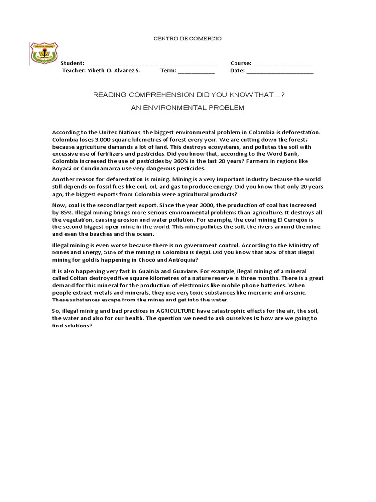 Colombia's Deforestation and Environmental Problems | PDF | Mining | Coal