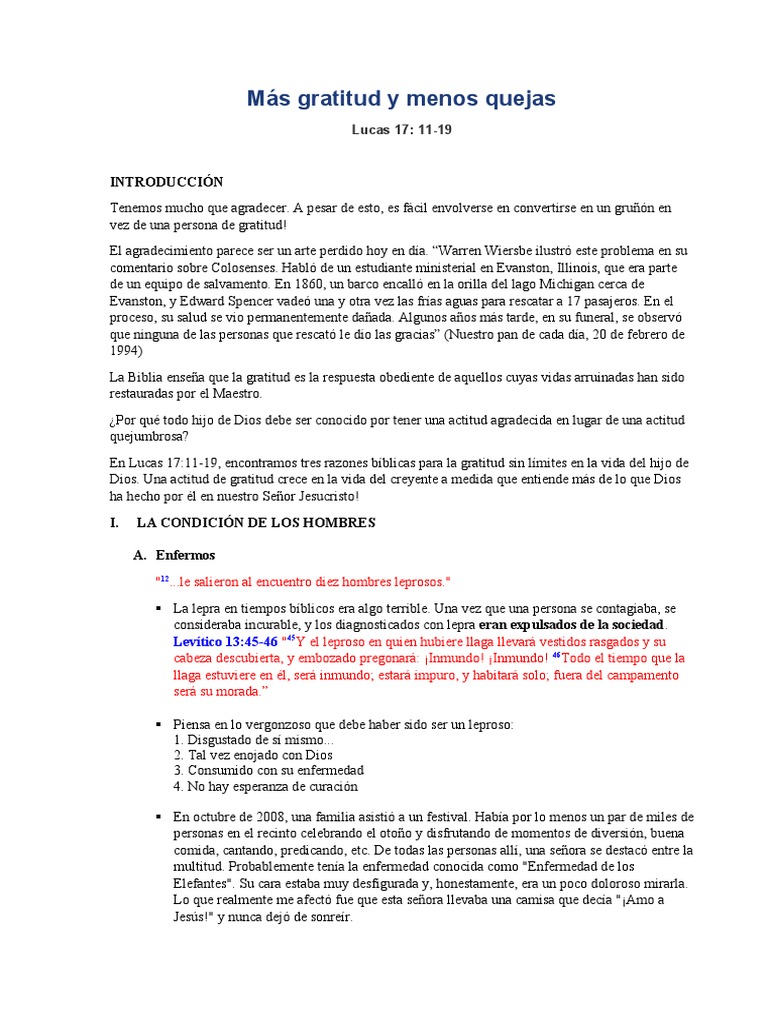 Más Gratitud y Menos Quejas | PDF | Gratitud | Jesús