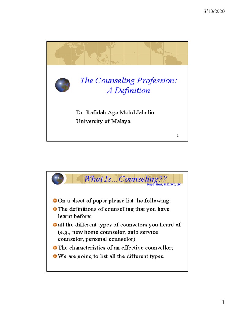 Introduction To Counselling Profession | PDF | Psychologist | Psychotherapy