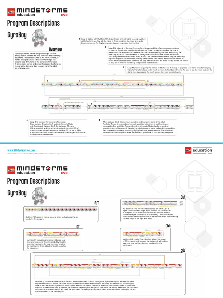 Ev3 Program Description Gyroboy | PDF
