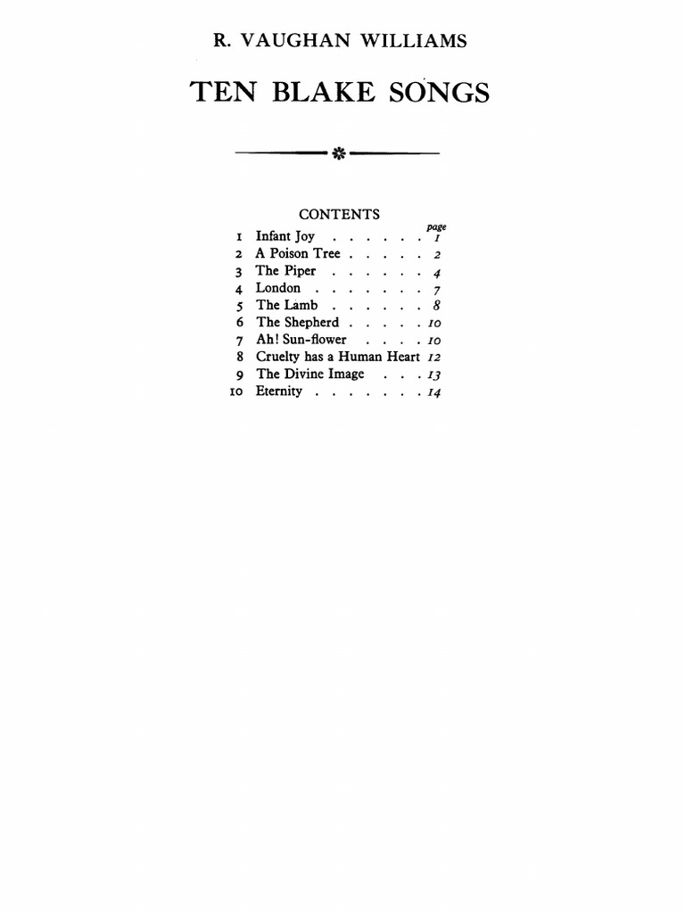Vaughan-Williams - Ten Blake Songs | PDF