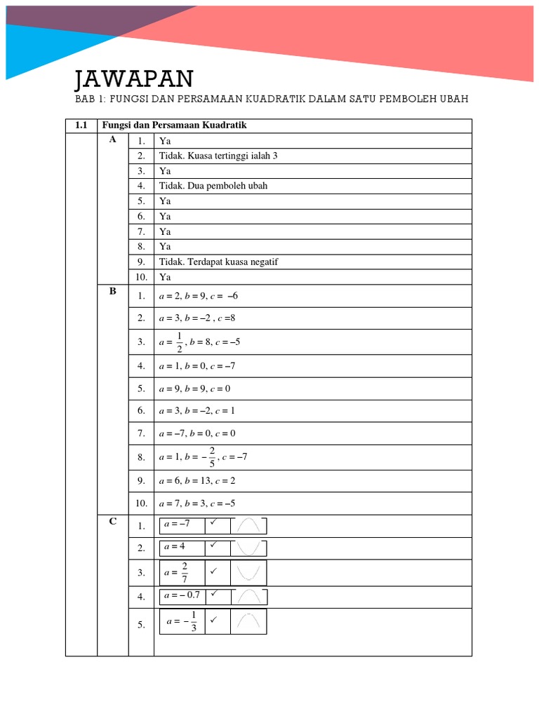 Jawapan Revisi Topikal KSSM Matematik Tingkatan 4 | PDF