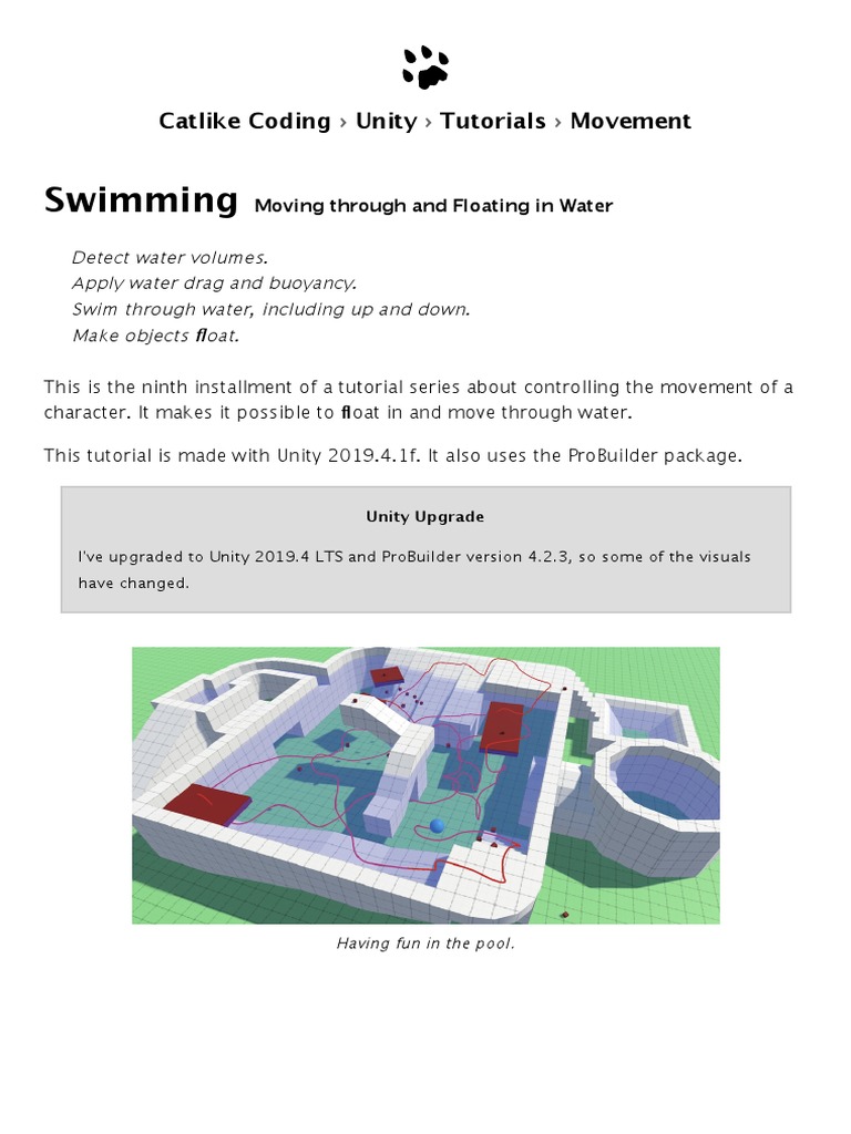 Swimming: Catlike Coding Unity Tutorials Movement | PDF | Buoyancy | Force
