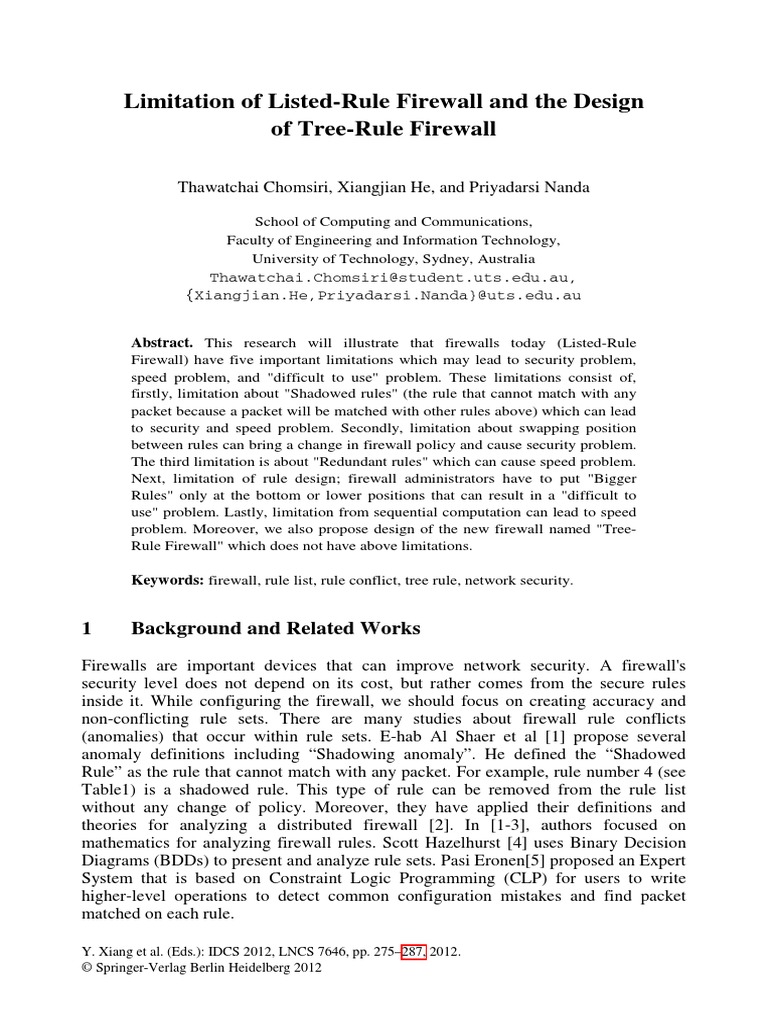 Limitation of Listed-Rule Firewall and The Design of Tree-Rule Firewall | Download Free PDF ...