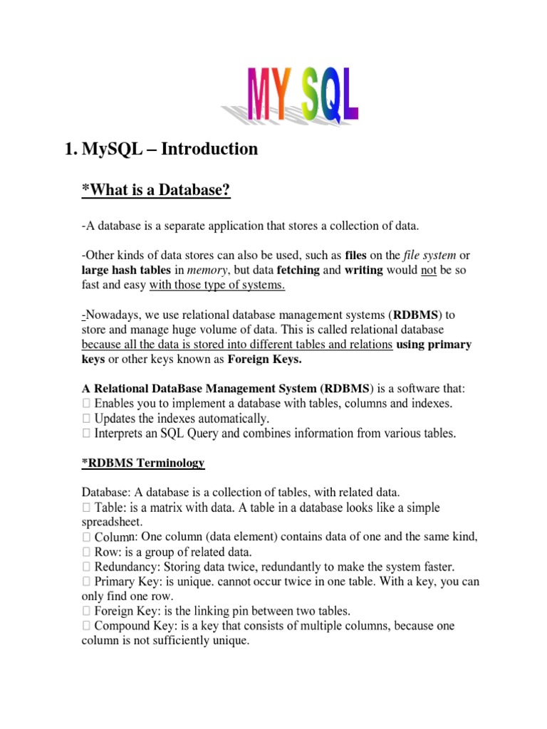 Mysql - Introduction: What Is A Database? | PDF | Relational Database | My Sql