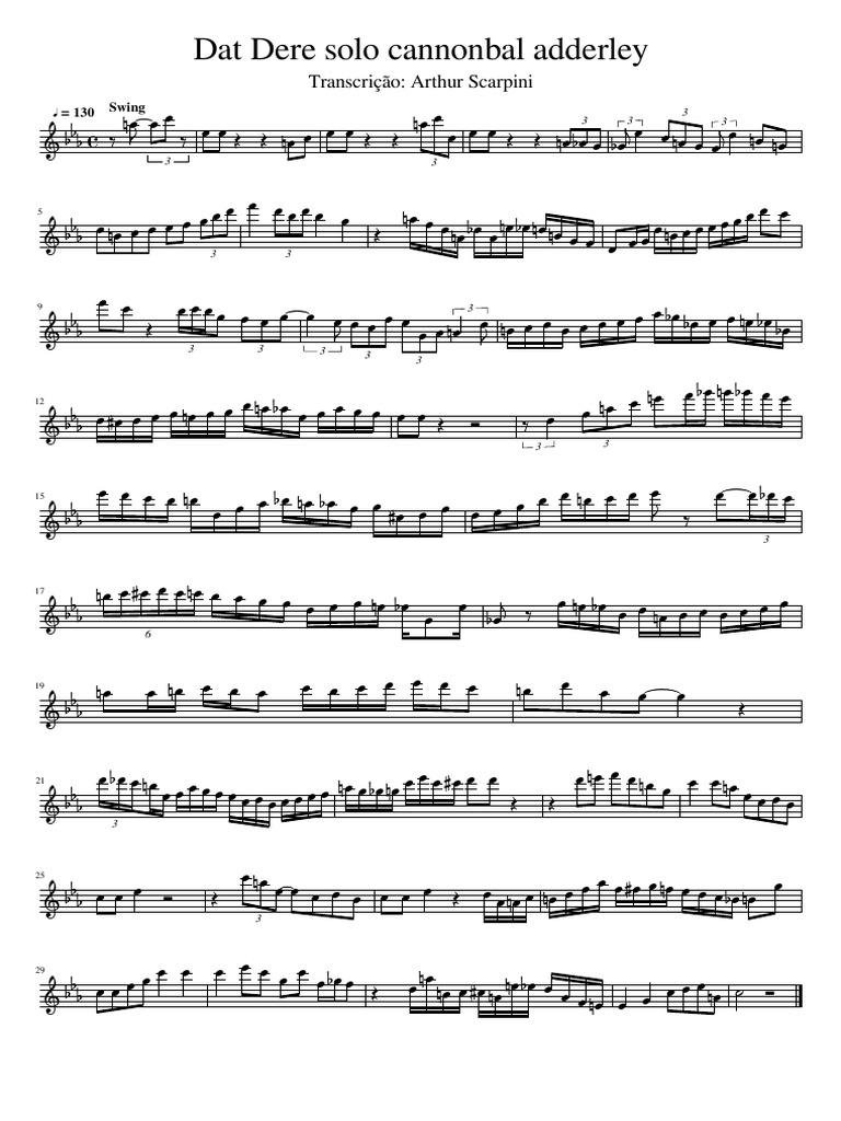 Dat Dere Solo Transcription | PDF