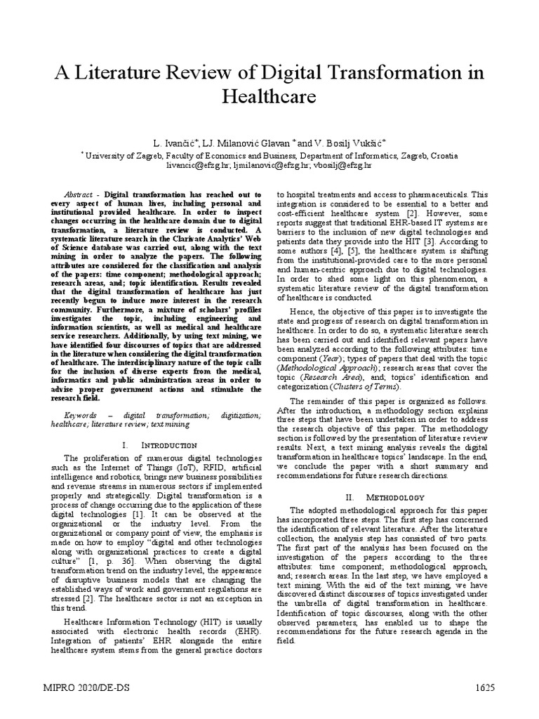 A Literature Review of Digital Transformation in Healthcare | PDF ...