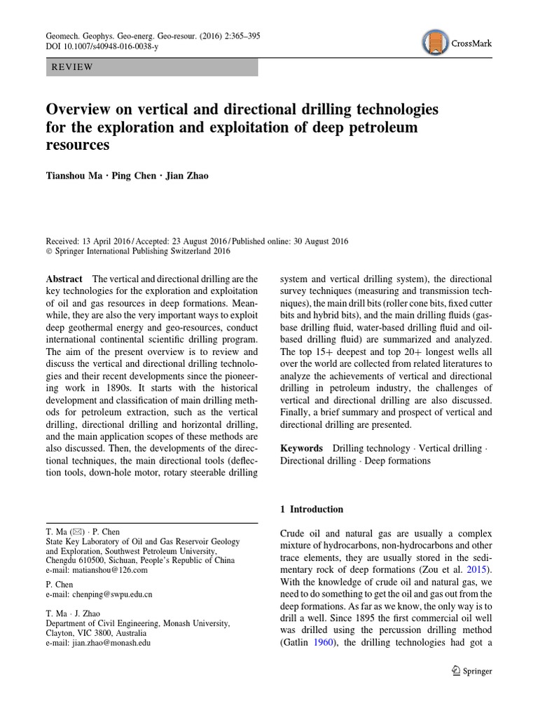 Ma2016 Article OverviewOnVerticalAndDirection | PDF | Oil Well | Electric Motor