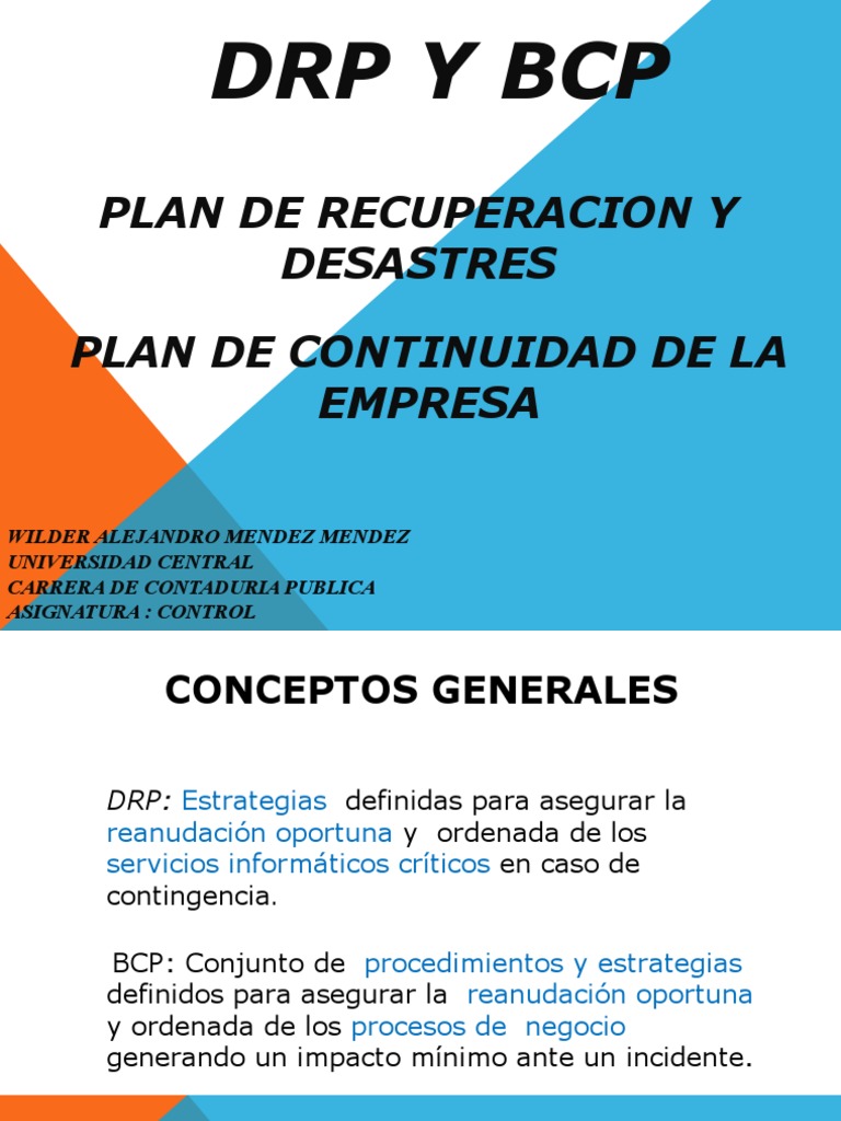 Diapositivas DRP y BCP - Control | PDF | Seguridad de información | Tecnología de información y ...