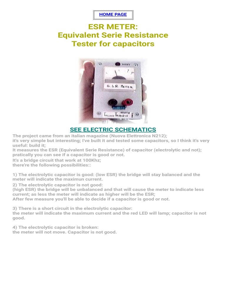 Esr Tester For Capacitor | PDF