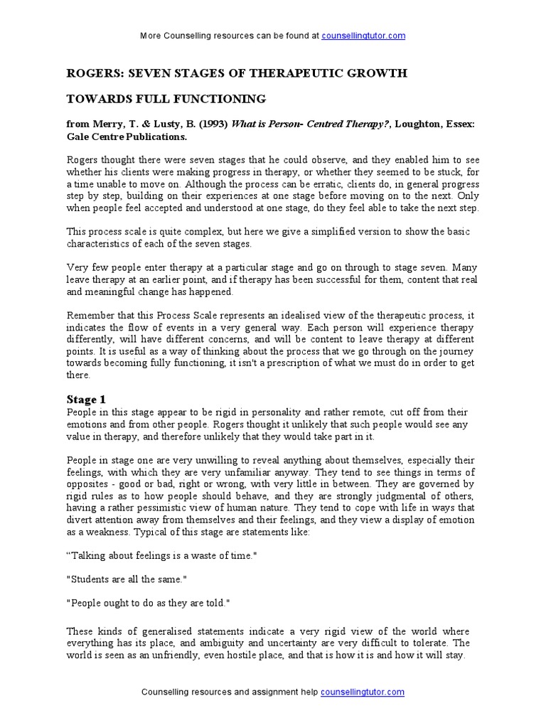 Seven Stages of Process | PDF | Psychotherapy | Feeling