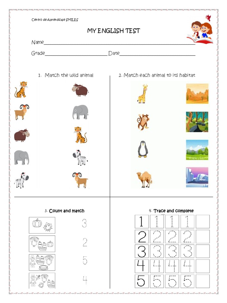 MY ENGLISH TEST - Pre-Kinder | PDF