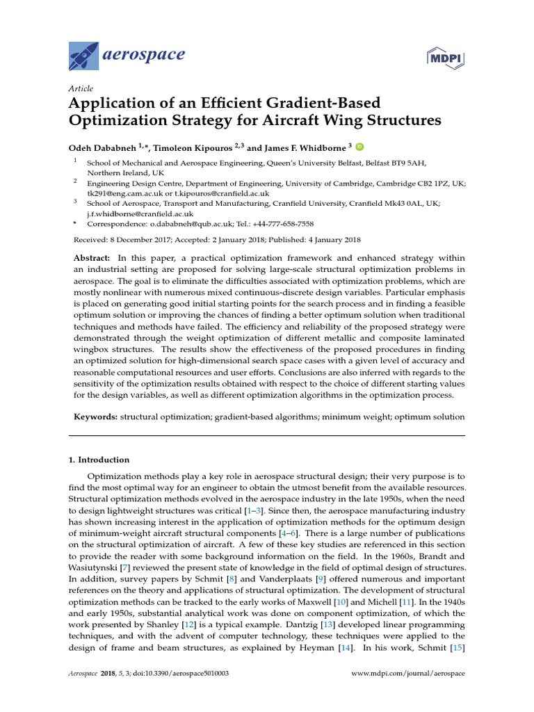 Aerospace: Application of An Efficient Gradient-Based Optimization ...