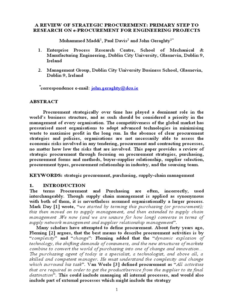 A Review of Strategic Procurement Primar | PDF | Procurement ...
