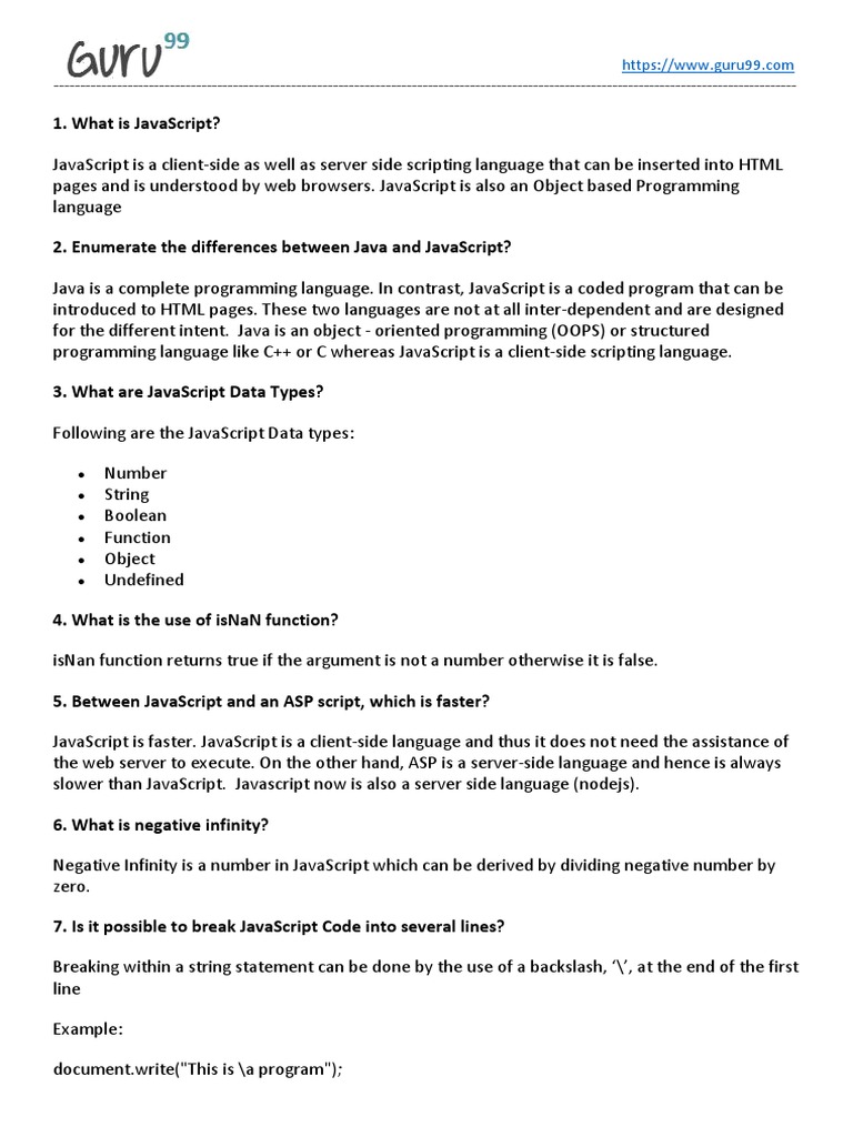 Javascript Interview Questions Answers | PDF | Dynamic Web Page | Java Script