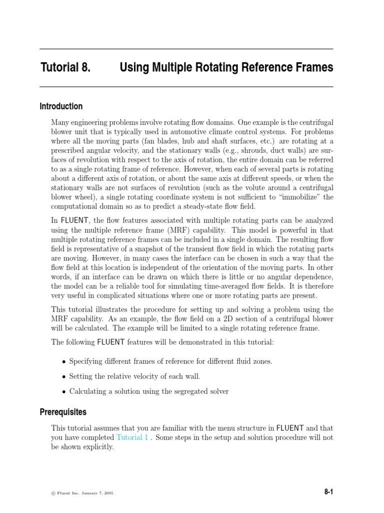 Tutorial 8. Using Multiple Rotating Reference Frames | PDF | Fluid Dynamics | Flux