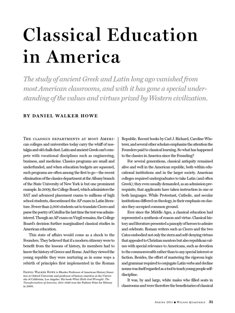 Decline of Classical Education in America | PDF | Classics | Rhetoric