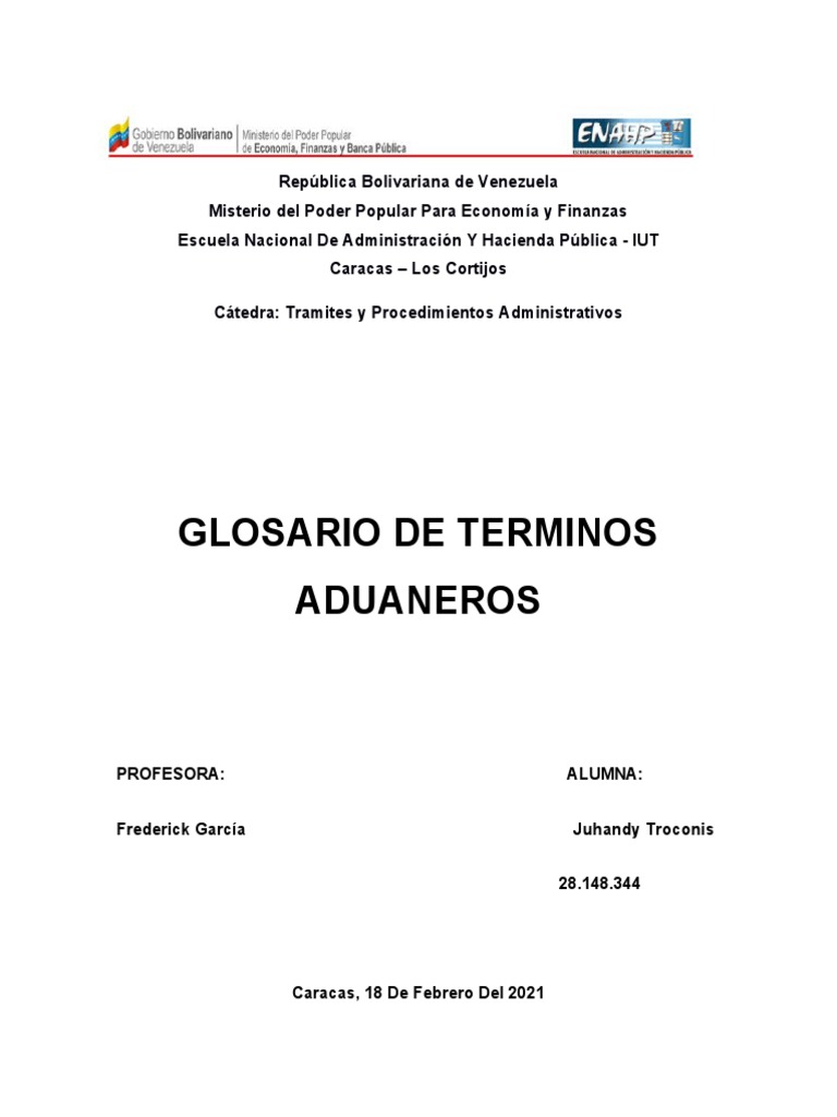 Glosario Aduanero | PDF | aduana | El comercio internacional