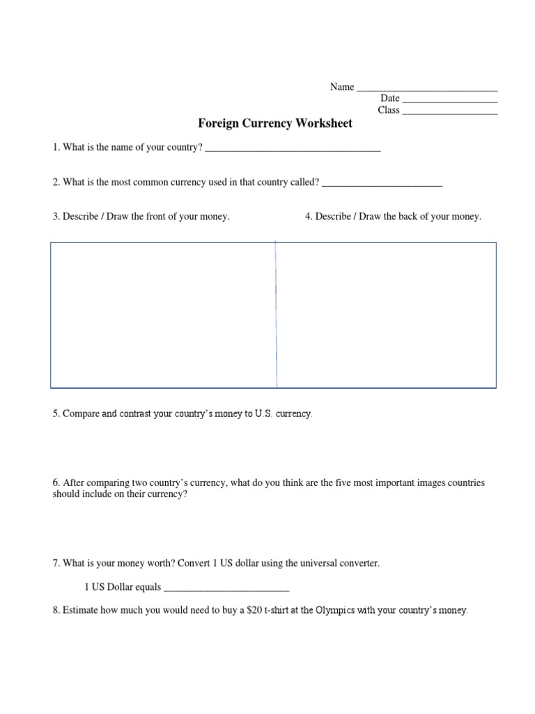 Currency Worksheet | PDF