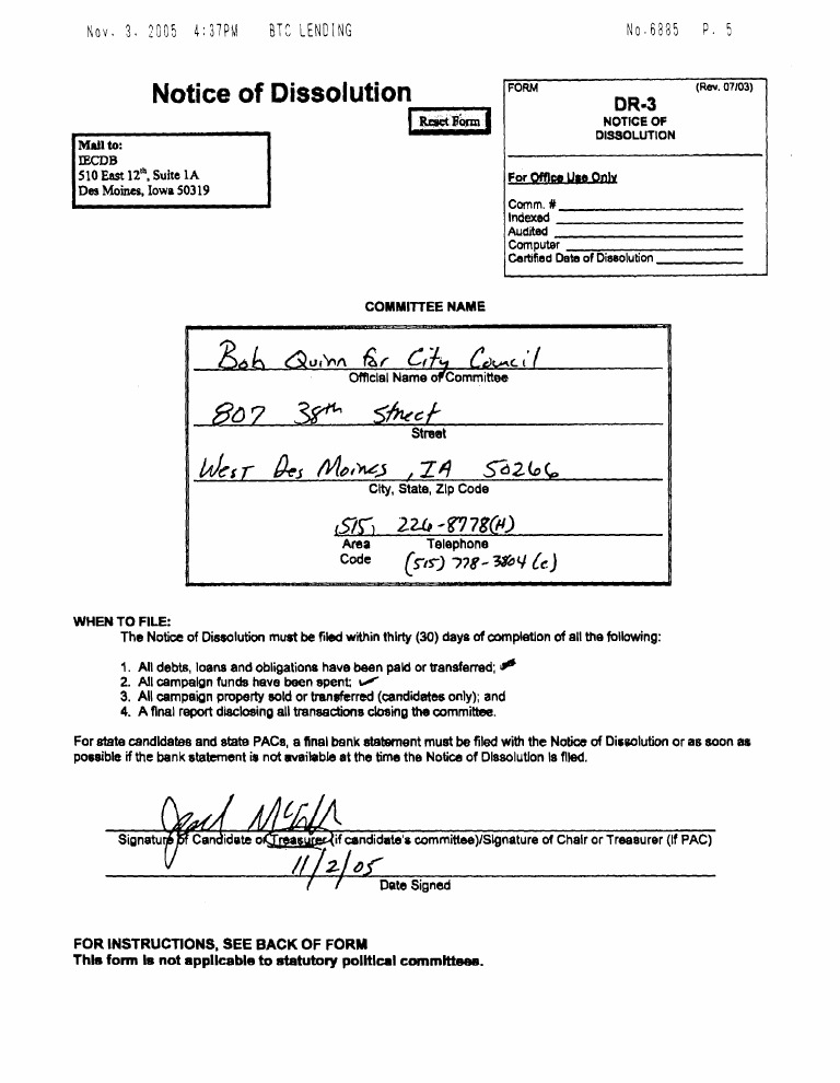 Notice of Dissolution Filing Guidelines | PDF | Political Action ...