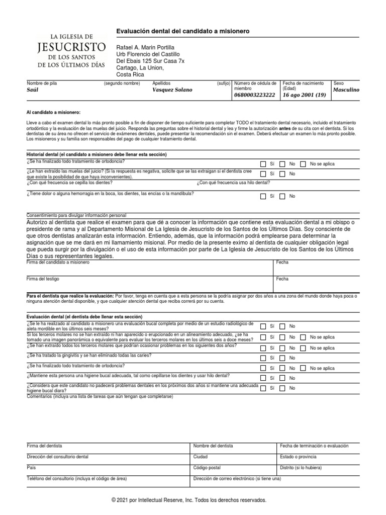 Recommendation Forms | PDF | Higiene oral | Odontología