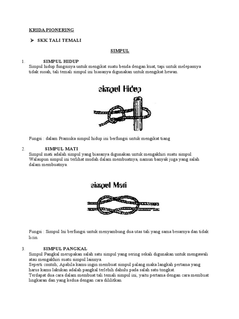 Panduan Lengkap Simpul dan Ikatan Pramuka | PDF | Griya & Taman | Sains ...