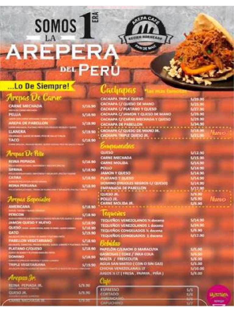 Menu Arepa Lima Restaurante Venezolano | PDF