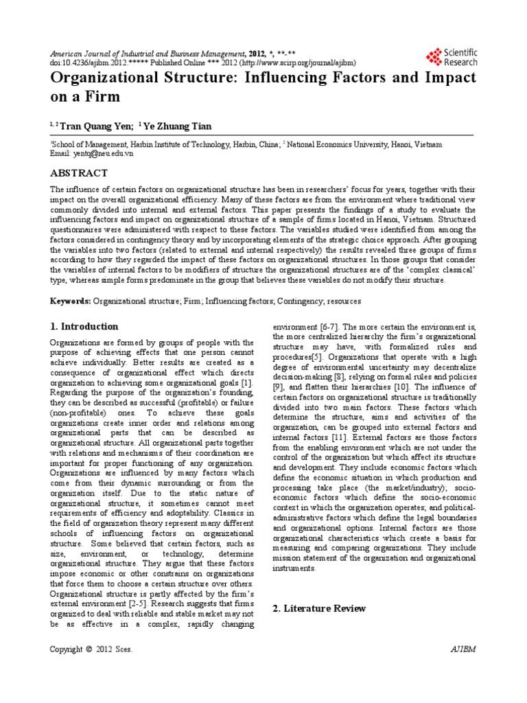 Organizational Structure: Influencing Factors and Impact On A Firm ...