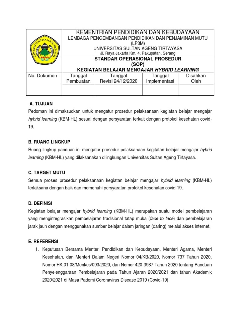 Diagram Alir SOP Hybrid Learning | PDF