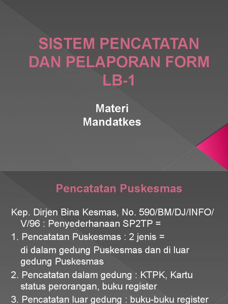 Sistem Pencatatan Dan Pelaporan Form LB-1 | PDF