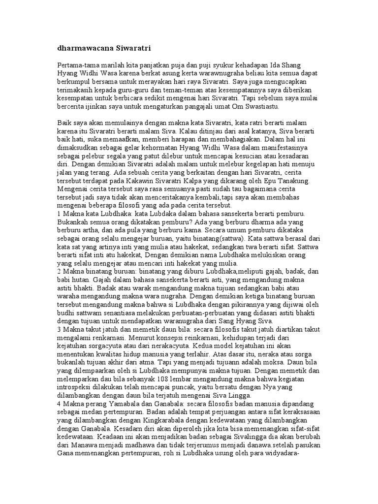 Dharmawacana Siwaratri | PDF | Filsafat