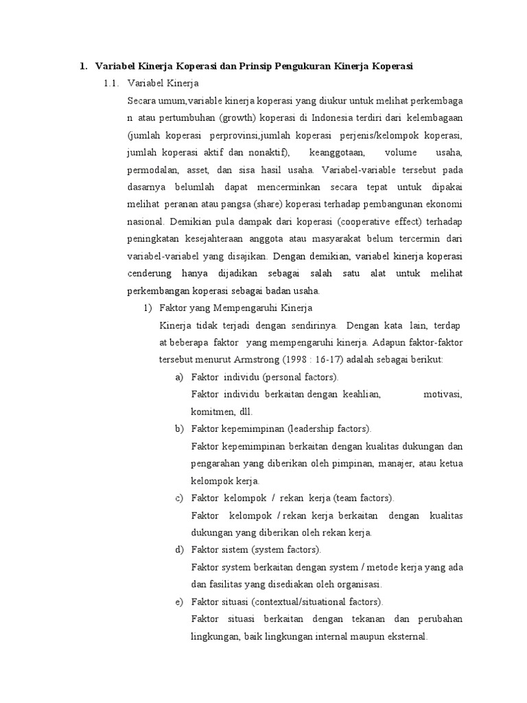 Kinerja Koperasi Indonesia | PDF | Bisnis
