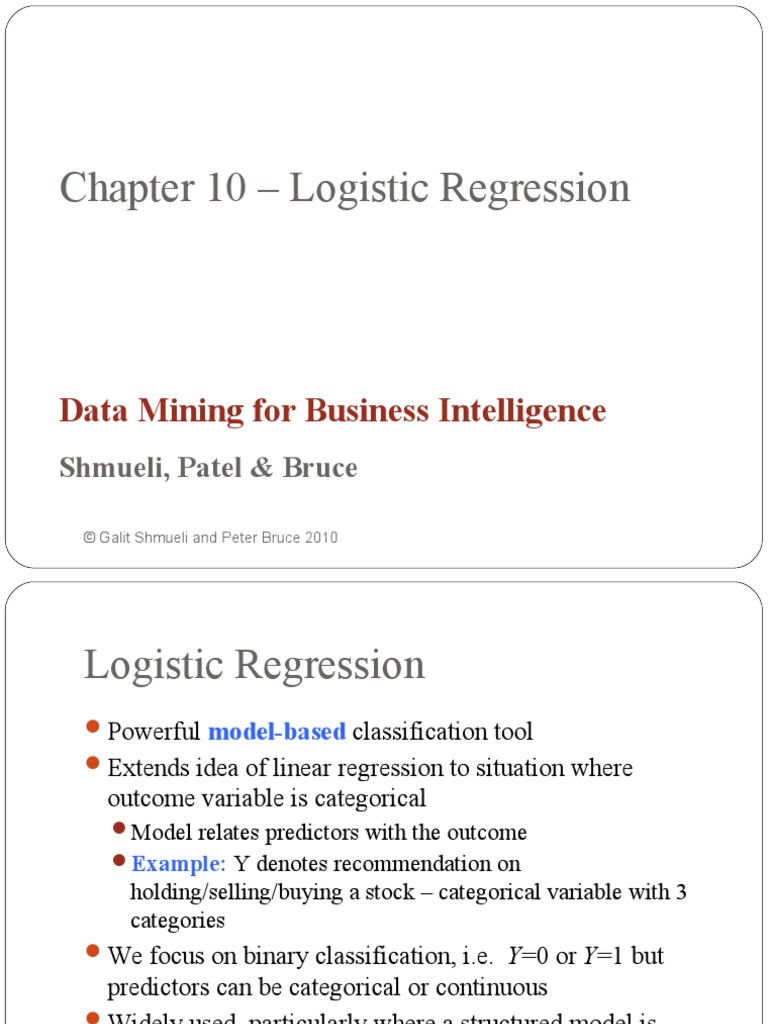 Chapter 10 - Logistic Regression: Data Mining For Business Intelligence ...