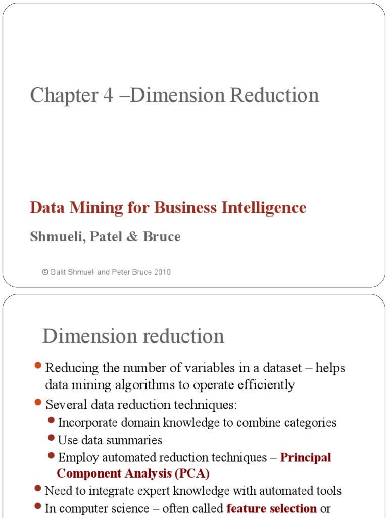 Chapter 4 - Dimension Reduction: Data Mining For Business Intelligence ...