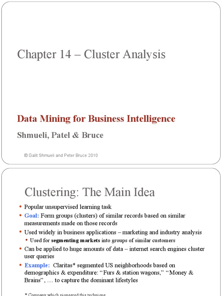 Chapter 14 - Cluster Analysis: Data Mining For Business Intelligence | PDF | Cluster Analysis ...