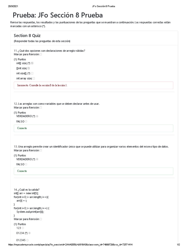 Prueba: Jfo Sección 8 Prueba: Section 8 Quiz | PDF
