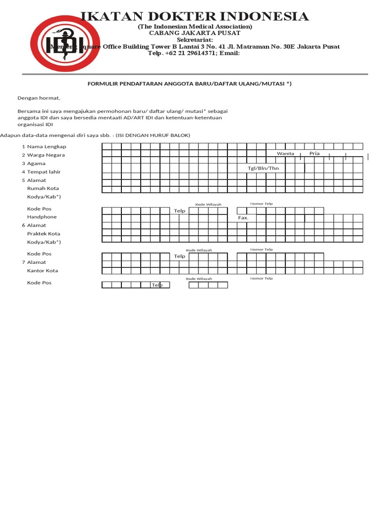 Form Anggota IDI JakPus OK | PDF