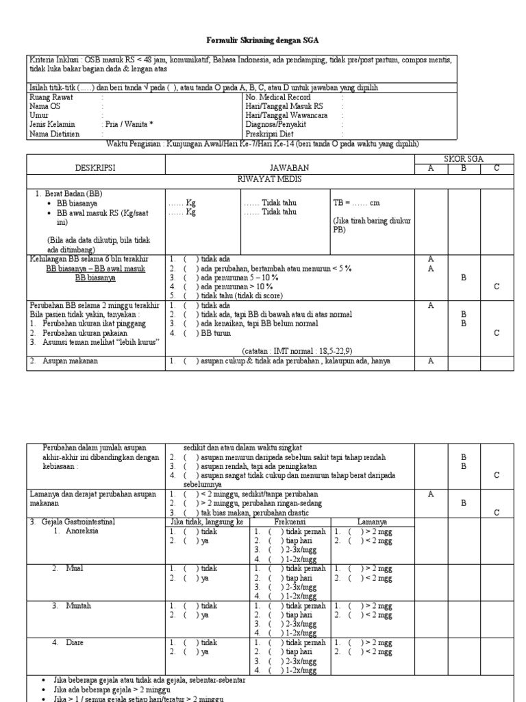 Formulir SGA (Word) | PDF