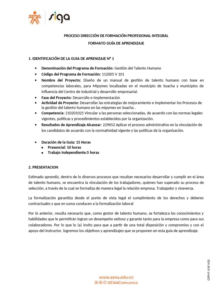 Gfpi-F-019 - Guia - 1 de - Aprendizaje 1 | Descargar gratis PDF | Gestión del talento | Gestión ...