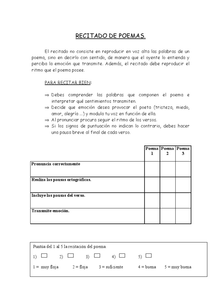 Cómo Recitar Poemas Efectivamente | PDF