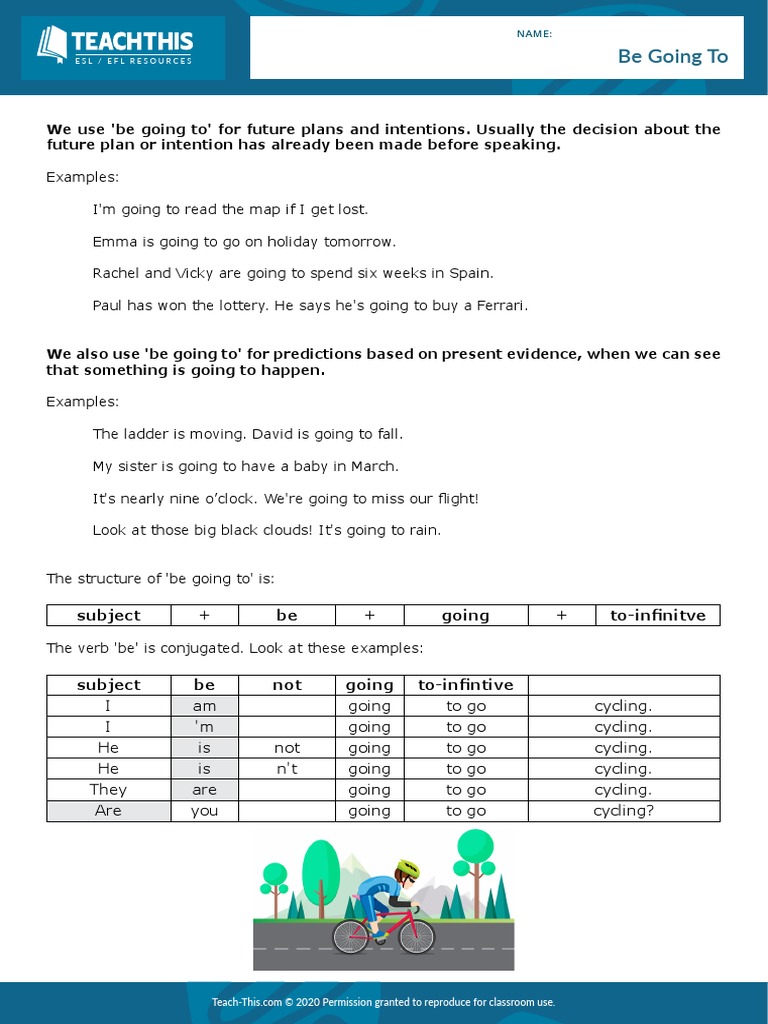Be Going To Interactive Lesson | PDF | English As A Second Or Foreign ...